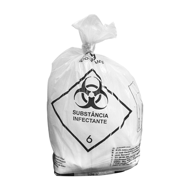 Saco para Lixo Infectante 30LT 59cm x 62cm Branco | Rava